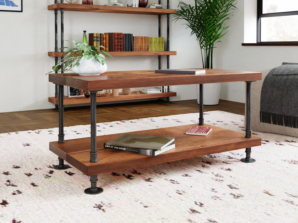 Industrial pipe and wood coffee table – Pipe And Wood Designs
